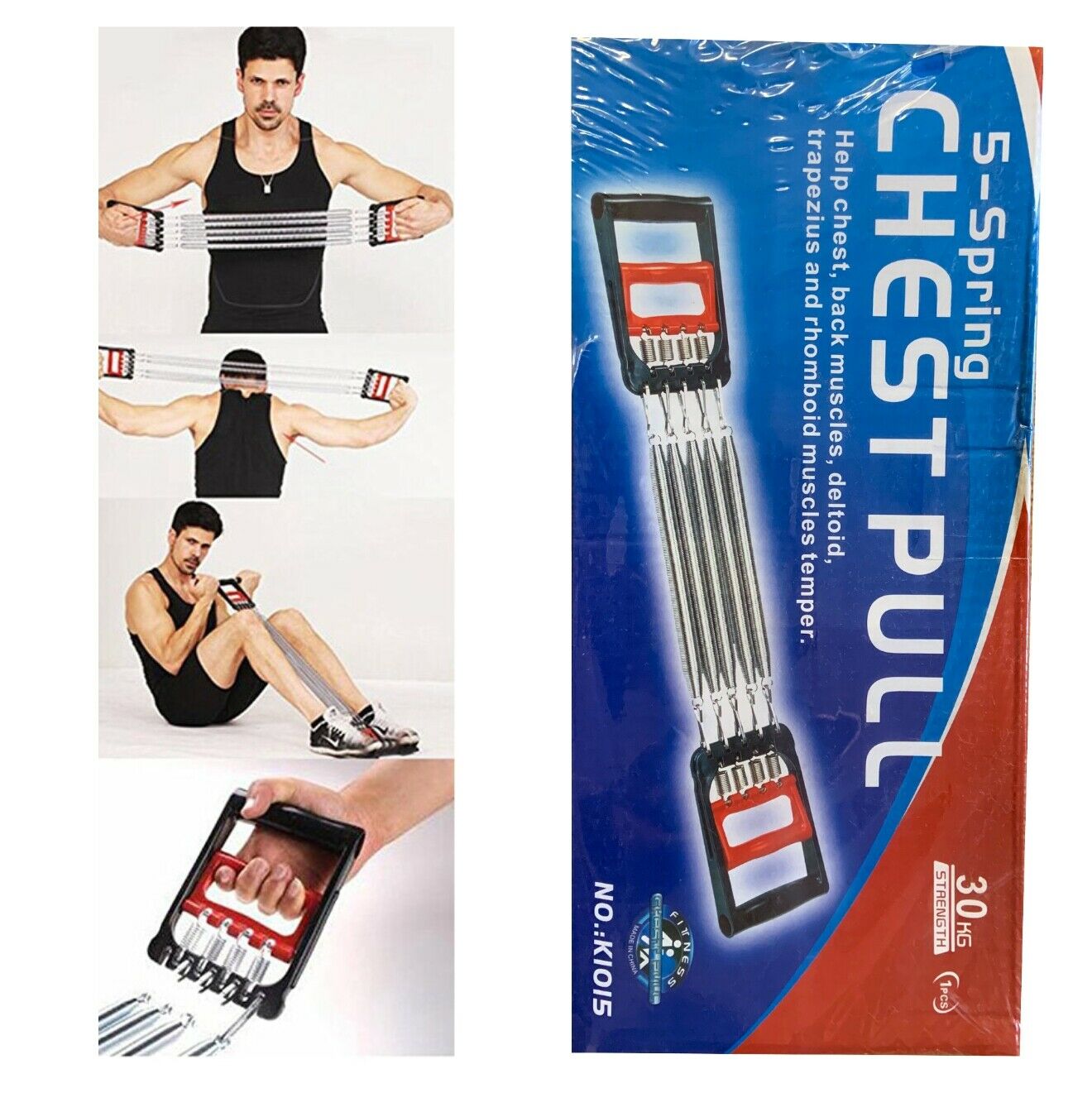 Body Chest Expander Exercise 5 Spring Puller Muscle Stretcher - Super ...