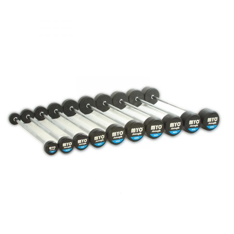MYO Strength Rubber Barbell Set with PU End Cap - 10kg – 50kg Straight ...